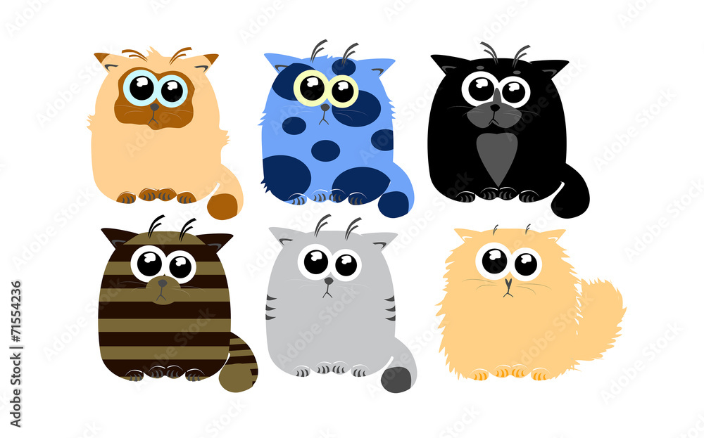 Cartoon cat set Stock Vector | Adobe Stock
