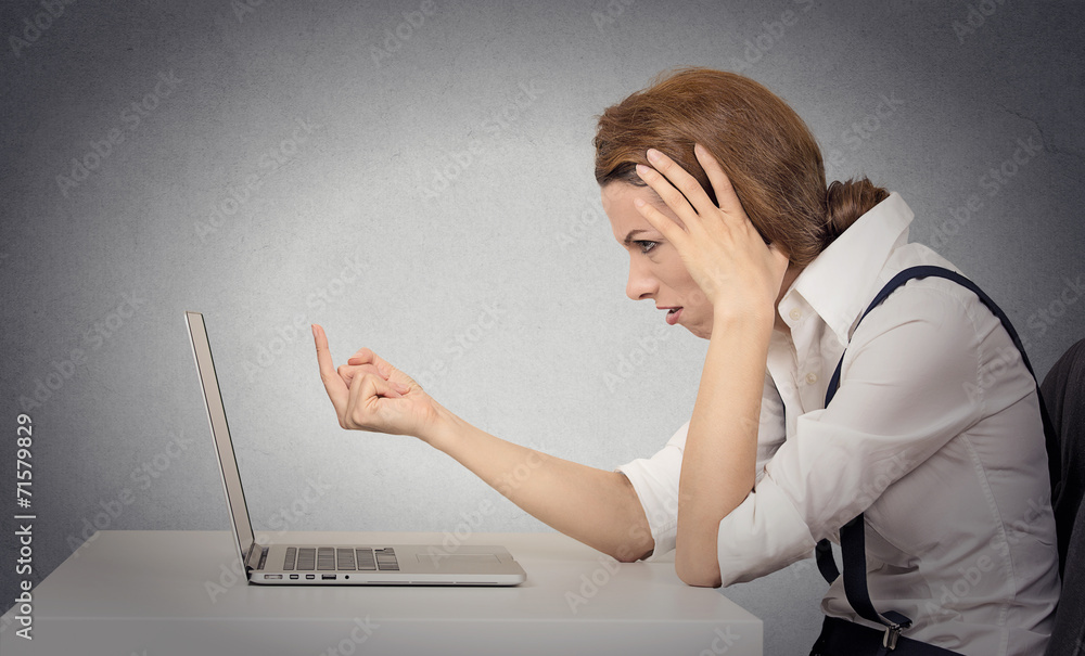 Woman Angry At Computer