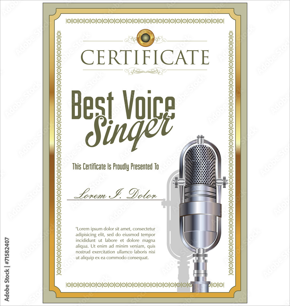 Best singer certificate Stock Vector | Adobe Stock