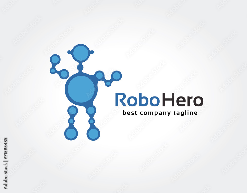 Abstract blue robot vector logo icon concept. Logotype template Stock ...