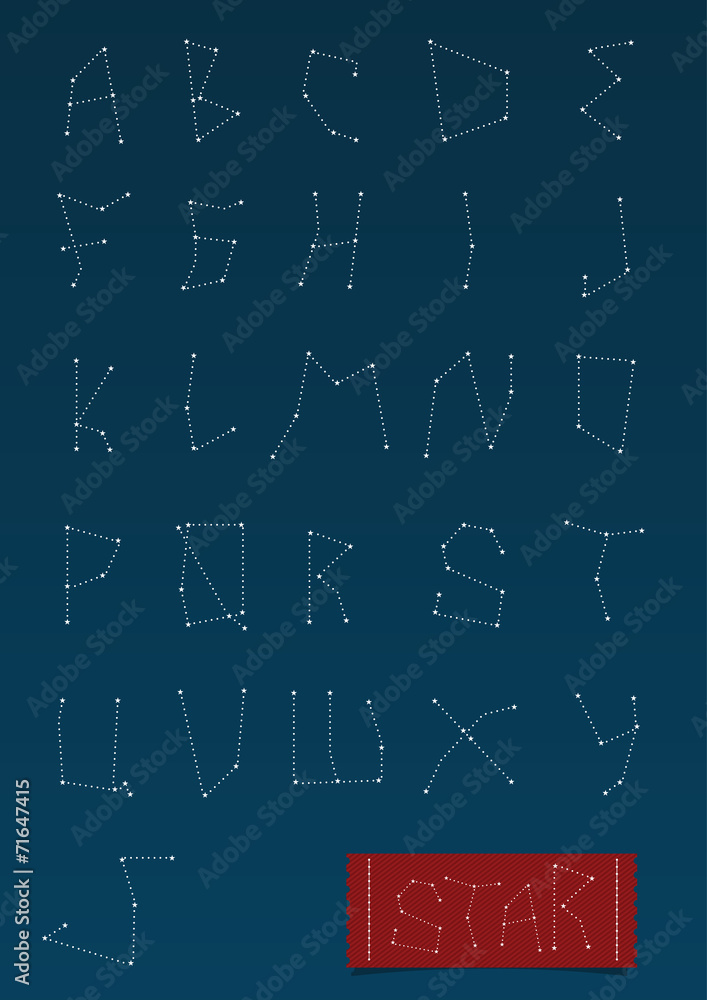 Vector of alphabets in constellations and star shape. Stock Vector ...