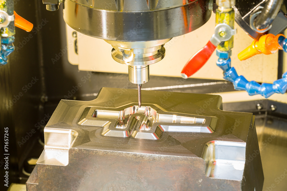 CNC machining center cutting forging die by endmill cad cam Stock Photo ...