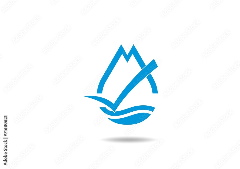mountain blue clean water check mark vector logo Stock Vector | Adobe Stock