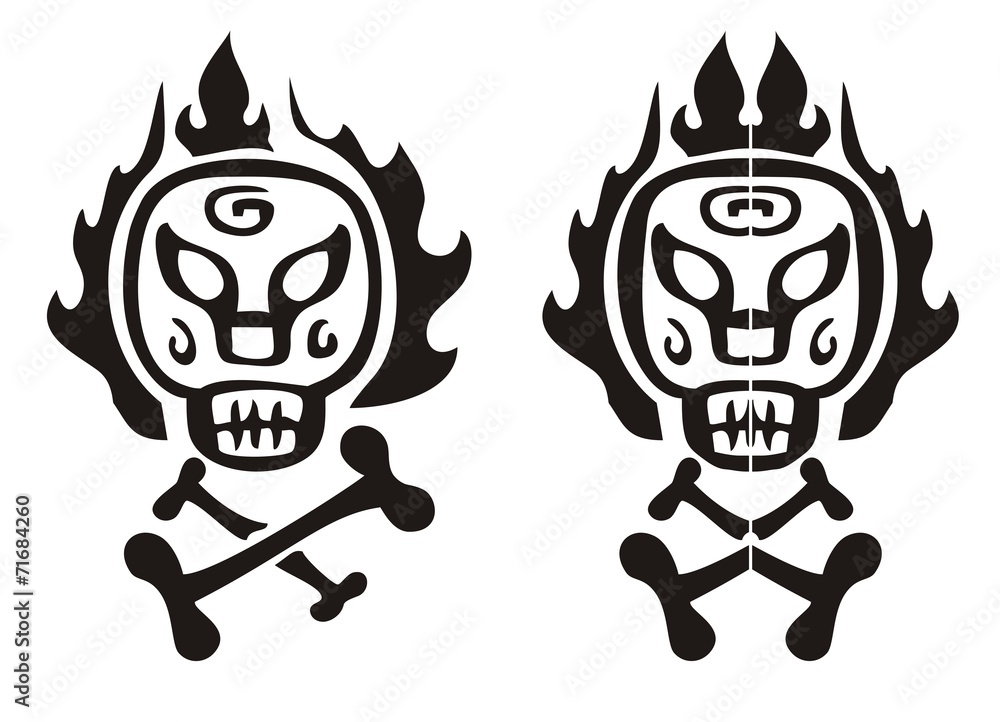 Tribal skull and crossbones Stock Vector | Adobe Stock