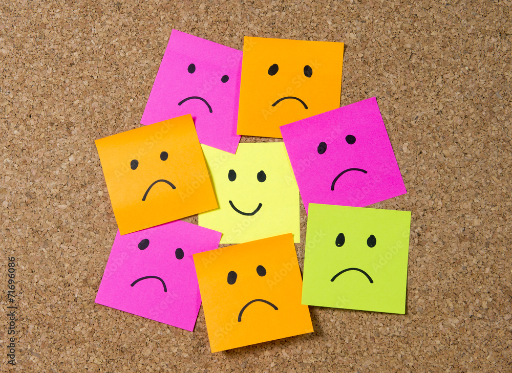 smiley post it note in happiness versus depression concept Stock Photo ...
