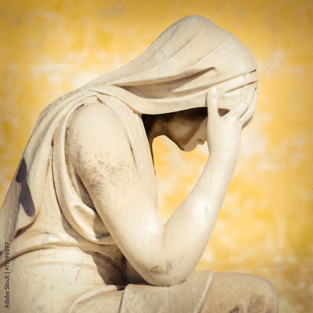 Vintage statue of a sad crying woman Stock Photo | Adobe Stock