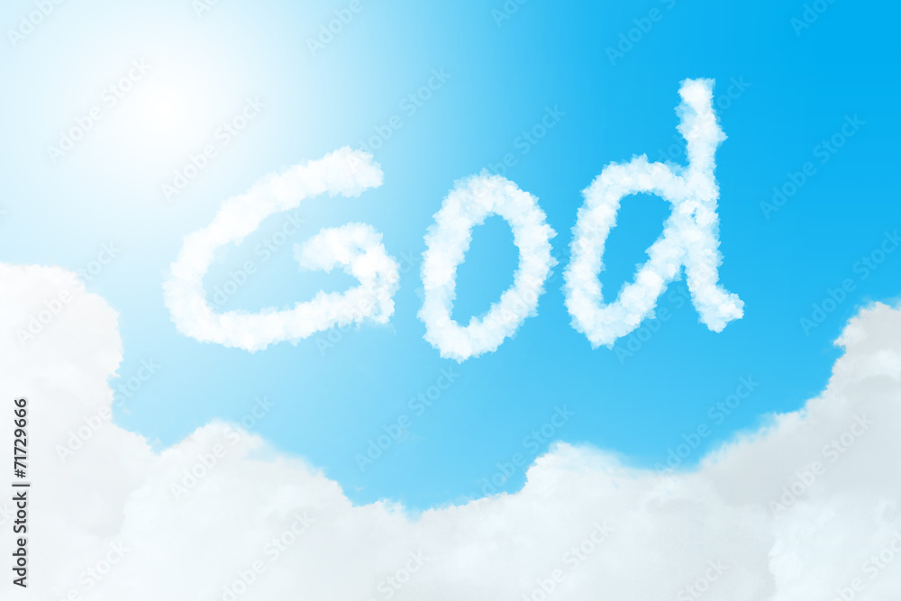God text in clouds form with blue sky background Stock Illustration ...