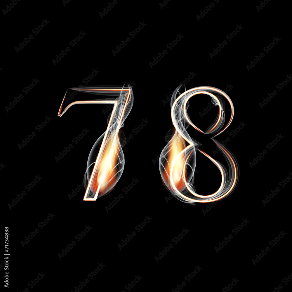 Fire and Smoke font. Numbers 7 8. Stock Vector | Adobe Stock