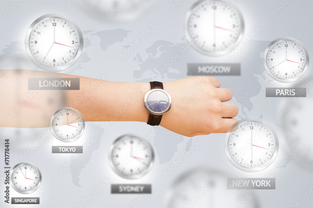 Clocks and time zones over the world concept Stock Photo | Adobe Stock