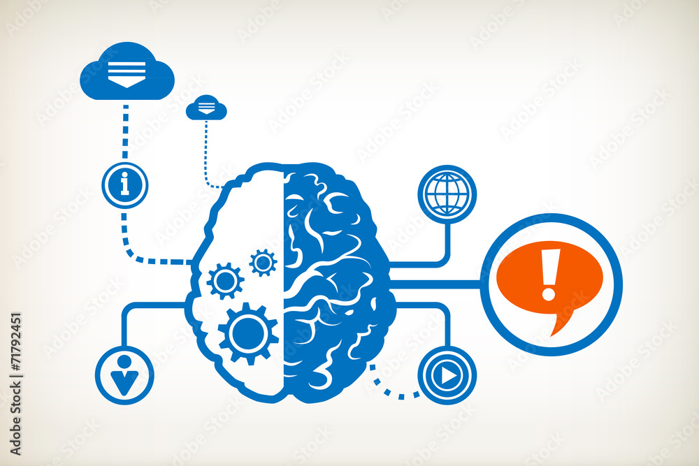 Exclamation mark and abstract human brain Stock Vector | Adobe Stock
