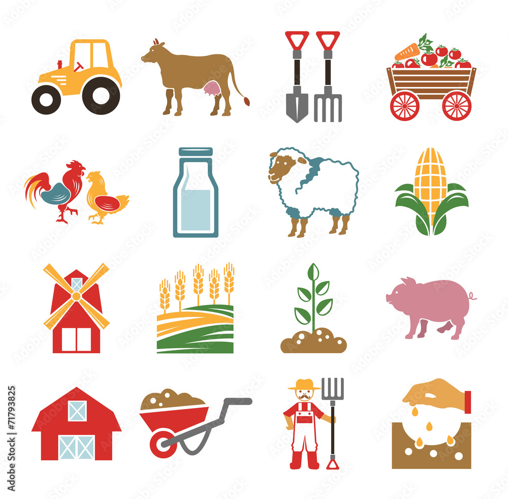 Stock vector color pictogram farm icon set Stock Vector | Adobe Stock