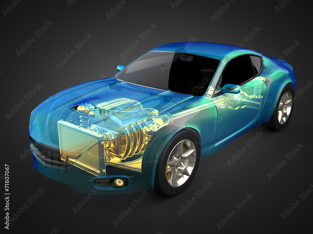transparent car concept with visible engine and transmission Stock ...