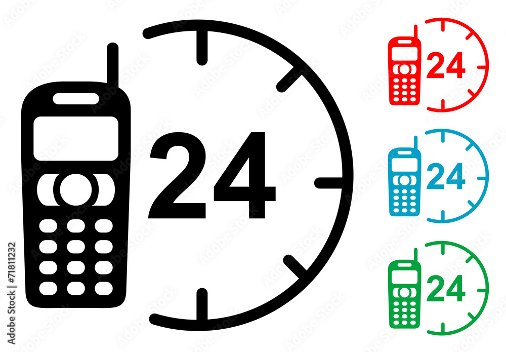 Pictograma atencion 24h con varios colores vector de Stock | Adobe Stock