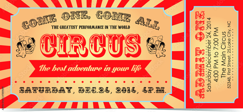 Circus ticket Stock Vector | Adobe Stock