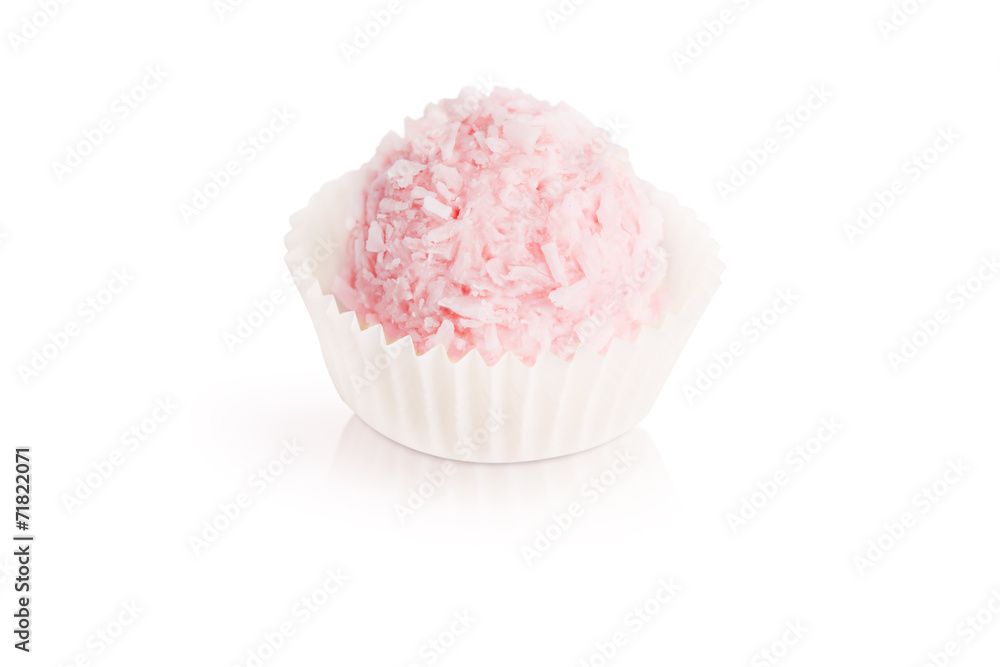 Pink coconut candy isolated on white background Stock Photo | Adobe Stock