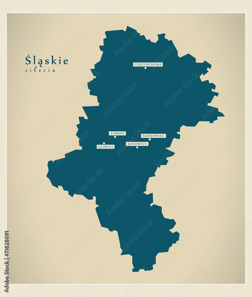 Modern Map - Slaskie PL Stock Vector | Adobe Stock