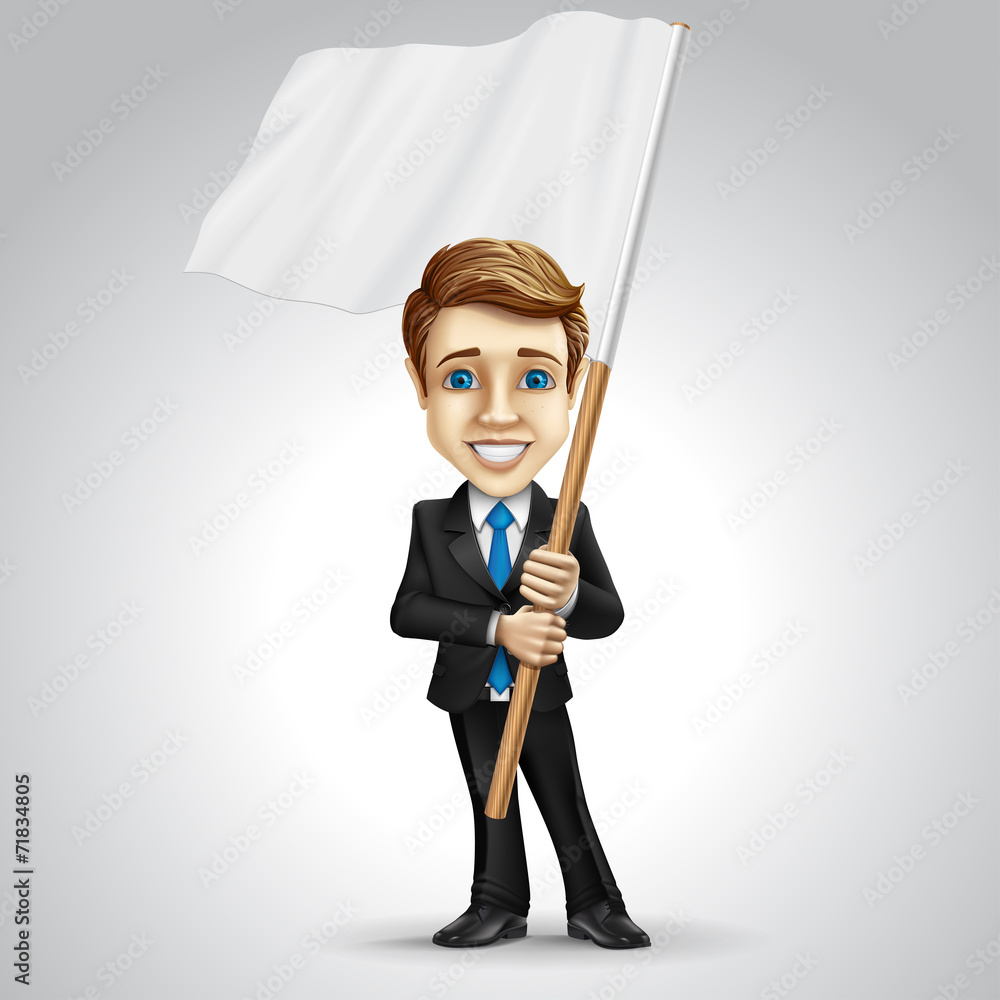 Vector businessman cartoon character holding the waving flag. Stock ...