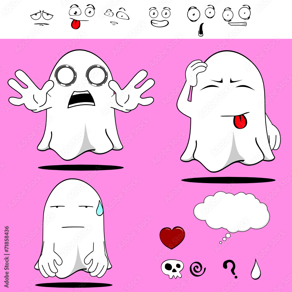 ghost funny cartoon set7 Stock Vector | Adobe Stock