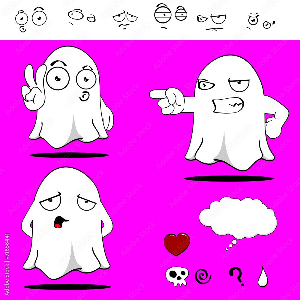 ghost funny cartoon set4 Stock Vector | Adobe Stock
