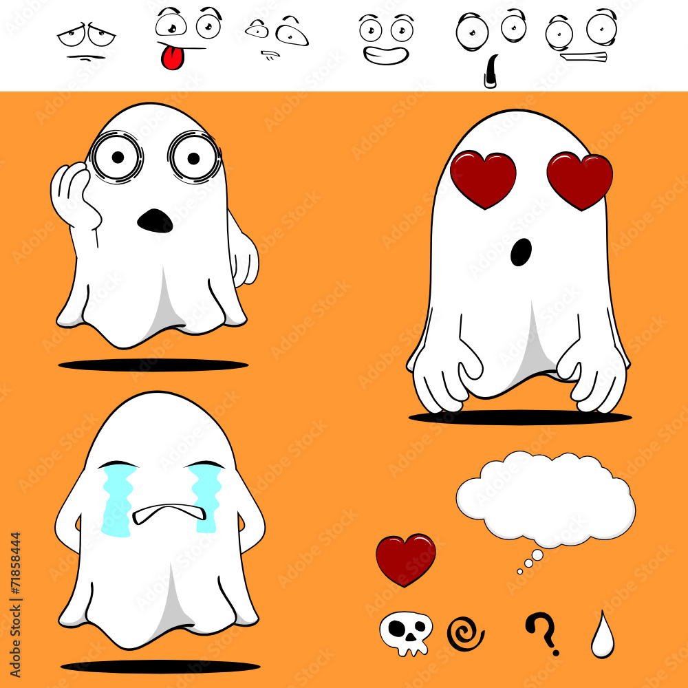 ghost funny cartoon set3 Stock Vector | Adobe Stock