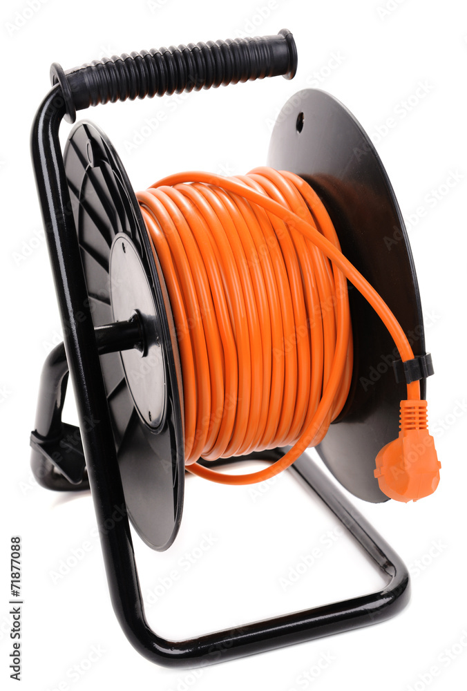 Extension electric cable reel isolated on white background Stock Photo ...