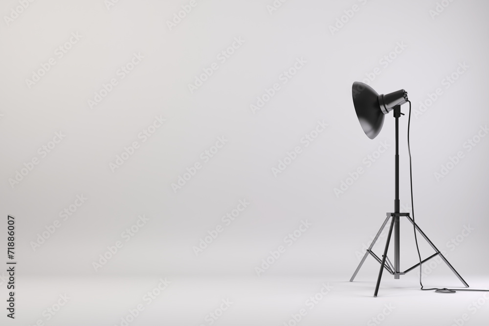 3d studio setup with lights and white background Stock Illustration ...