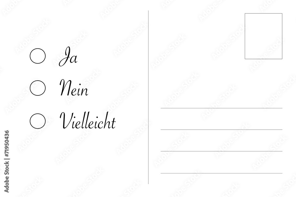 leere Postkarte mit Textfeld, ja - nein - vielleicht Stock Photo ...