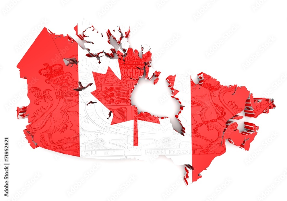 Map of Canada with flag colors Stock Illustration | Adobe Stock