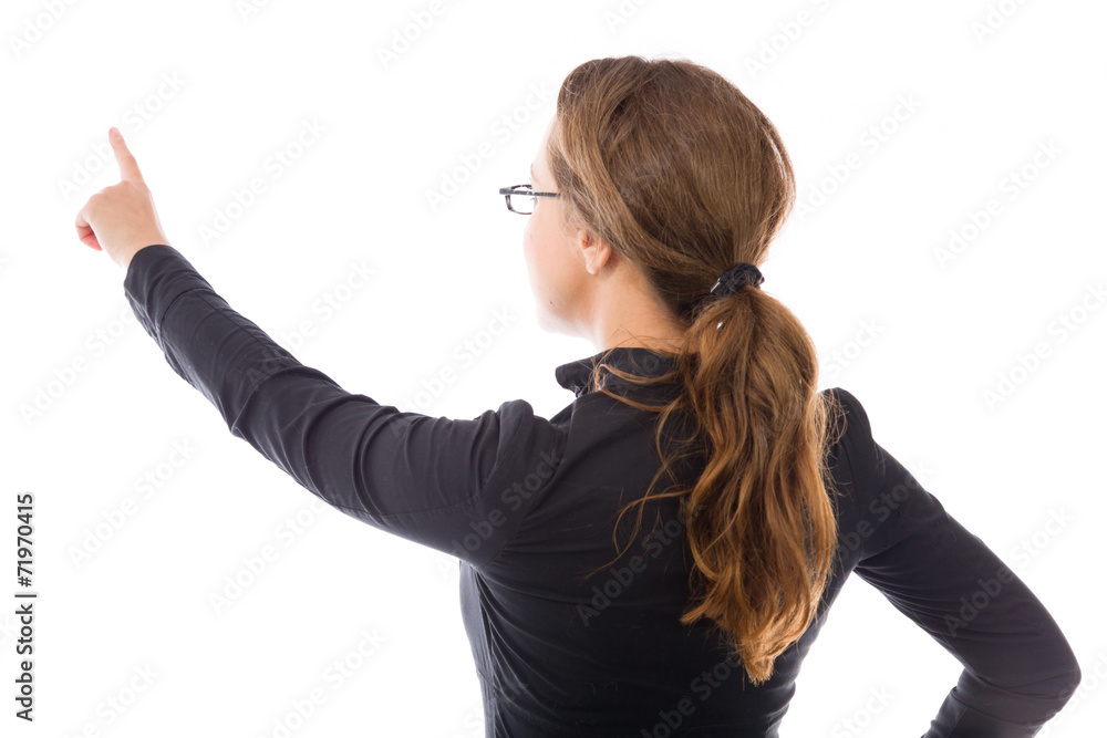 model isolated on plain background back pointing Stock Photo | Adobe Stock