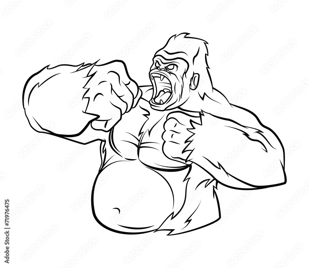 Gorilla Beating Chest Drawing