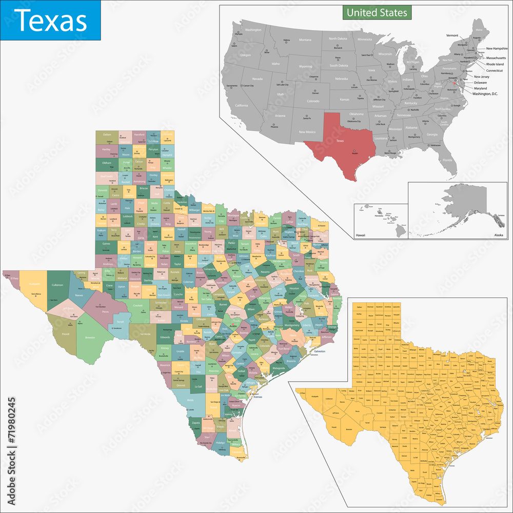 Texas map Stock Vector | Adobe Stock