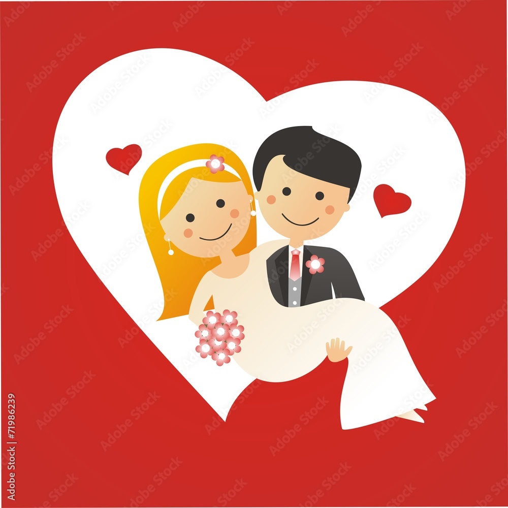 Vivan los novios - Corazón sobre fondo rojo vector de Stock | Adobe Stock