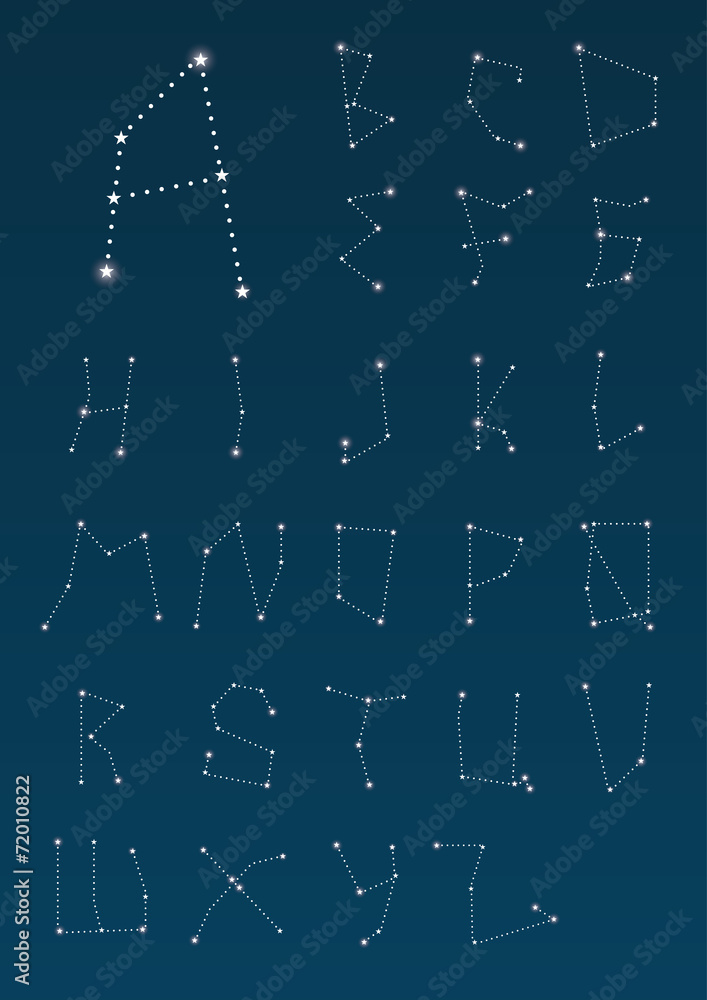 Vector of alphabets in constellations and star shape. Stock Vector ...