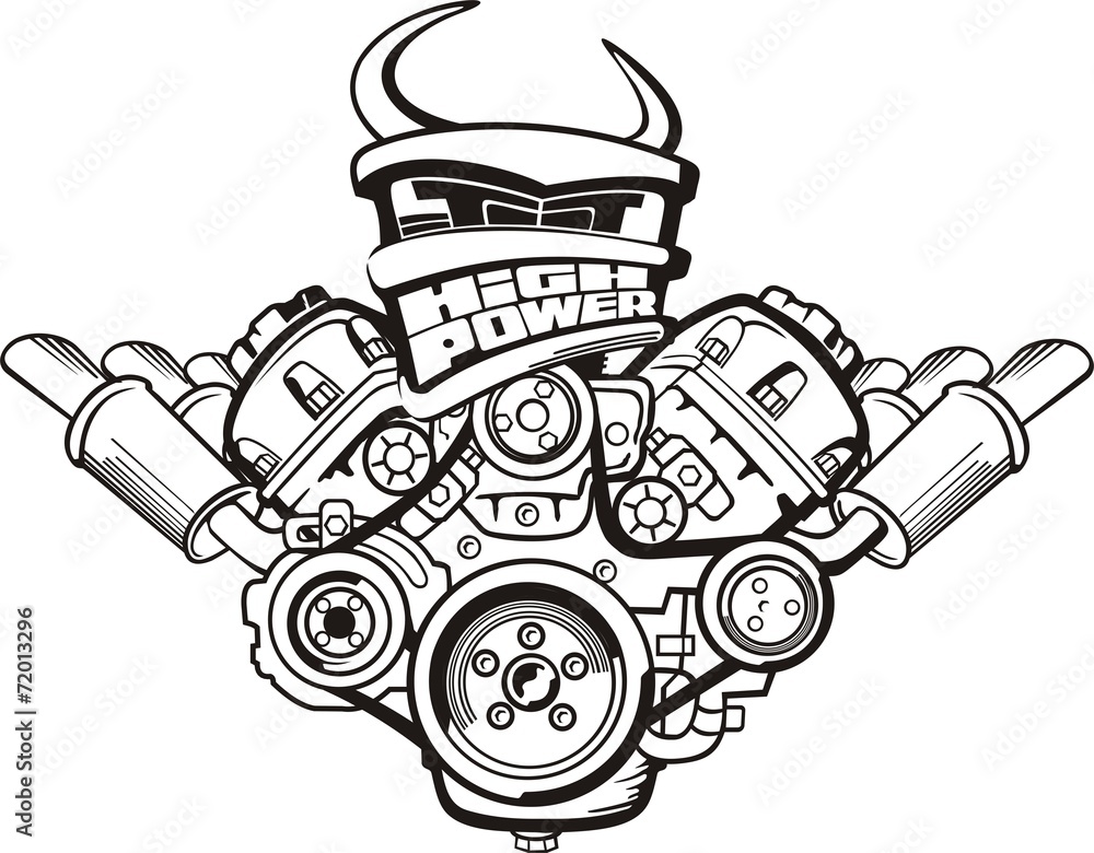 drawing high power car engine sign Stock Vector | Adobe Stock