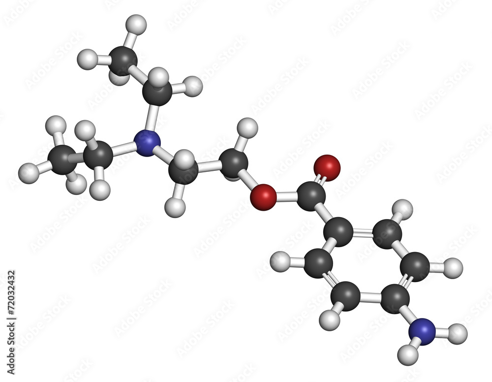 Procaine topical anesthetic drug molecule. Stock Illustration | Adobe Stock
