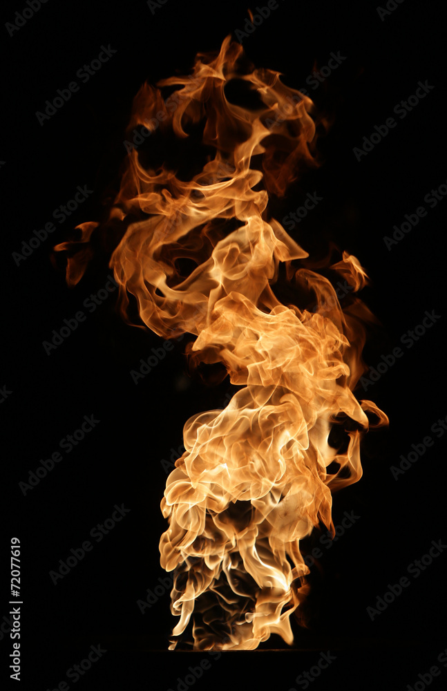 Fire isolated on black Stock Photo | Adobe Stock
