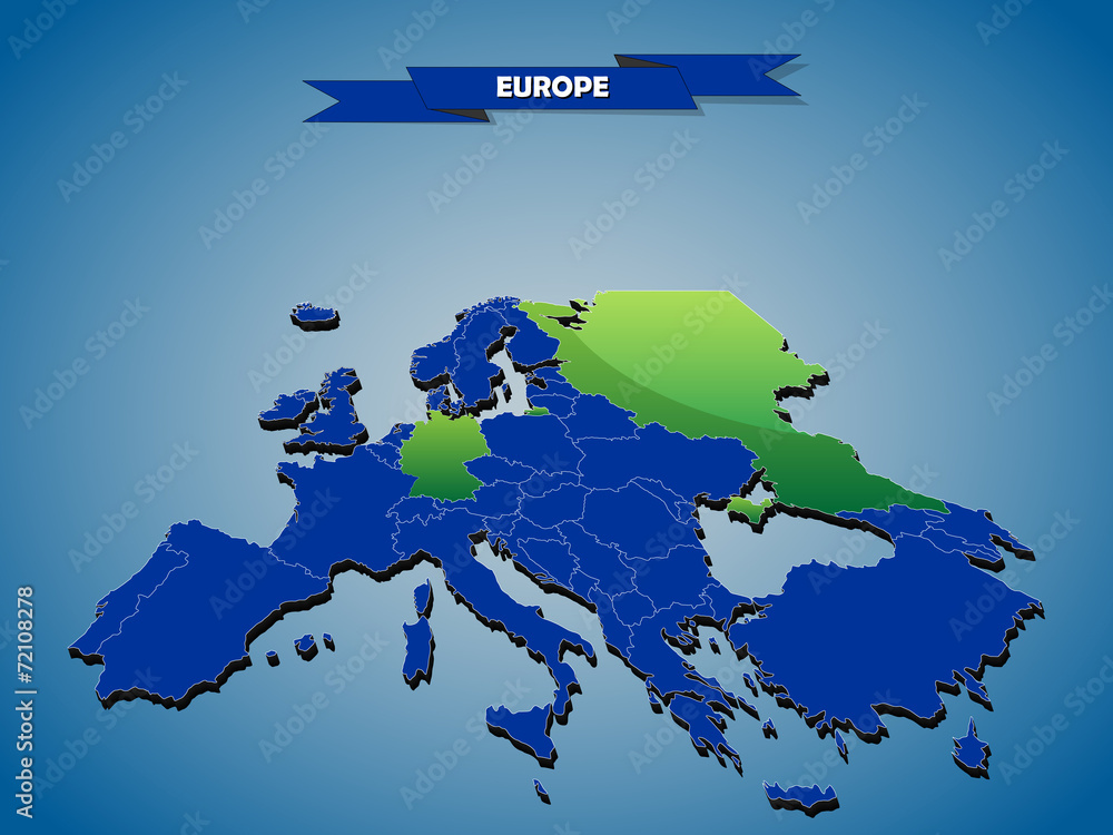 3 dimensional infographics political map of European countries Stock ...