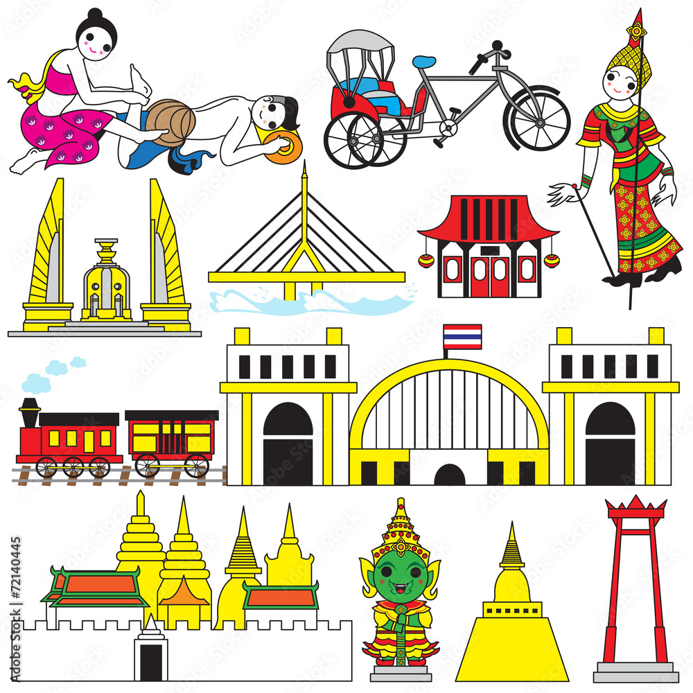 Thai icons and symbols illustration Stock Vector | Adobe Stock