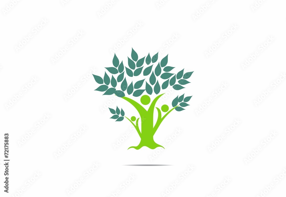 Teamwork, people, green, tree, leaves, logo, vector Stock Vector ...