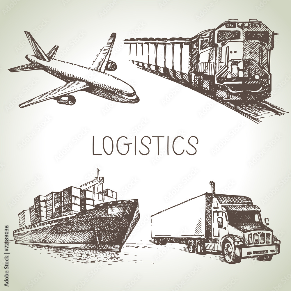 Hand drawn logistics and delivery sketch icons set. Stock Vector ...