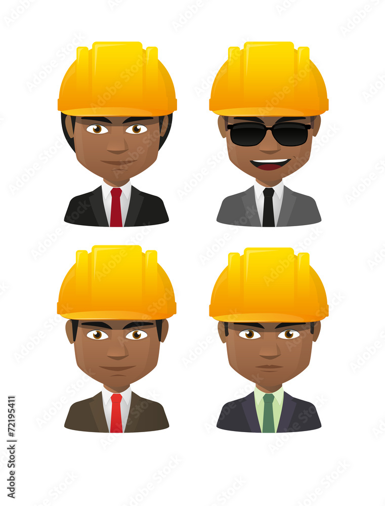young indian men wearing a protection helmet avatar set Stock Vector ...