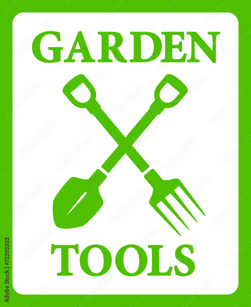 green background with tools for gardening work Stock Vector | Adobe Stock