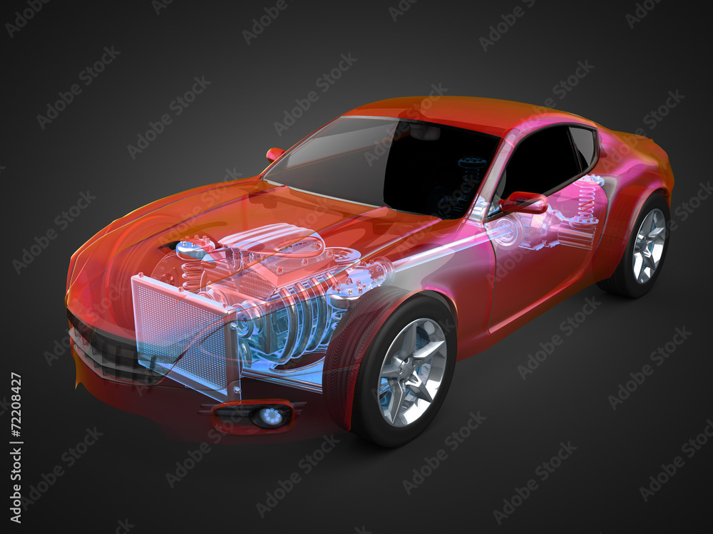 transparent car concept with visible engine and transmission Stock ...