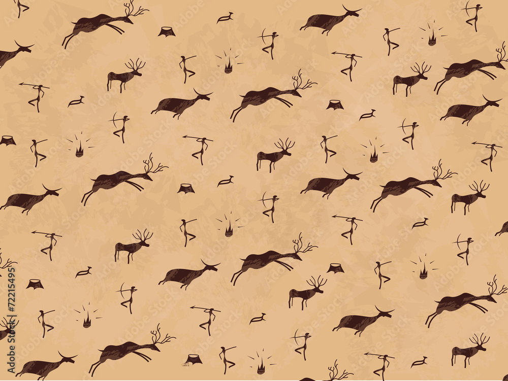 Prehistoric cave painting. Mural. Art. Stock Vector | Adobe Stock