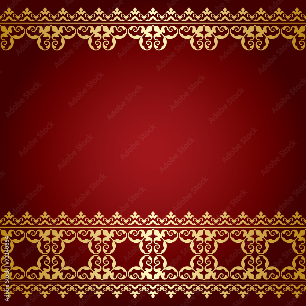 red and gold background with vintage border - vector Stock Vector ...