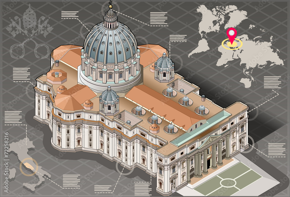 Isometric Infographic of Saint Peter of Vatican Stock Vector | Adobe Stock