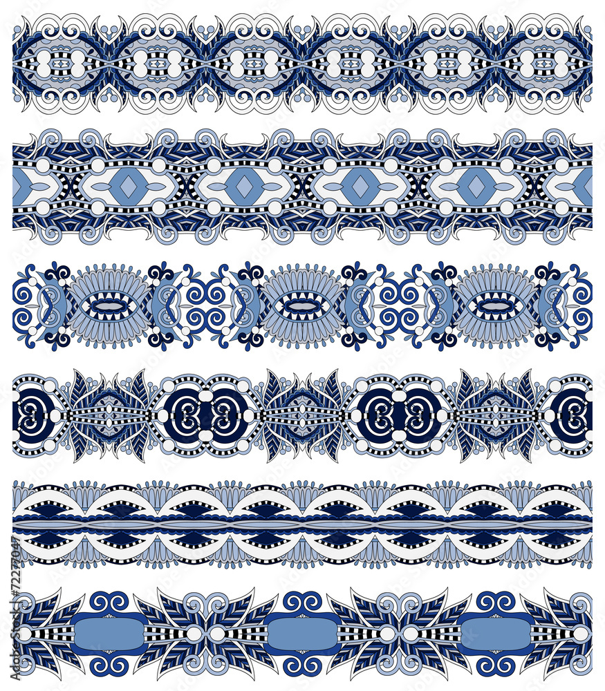 seamless ethnic floral paisley stripe pattern, border set, ukrai Stock ...