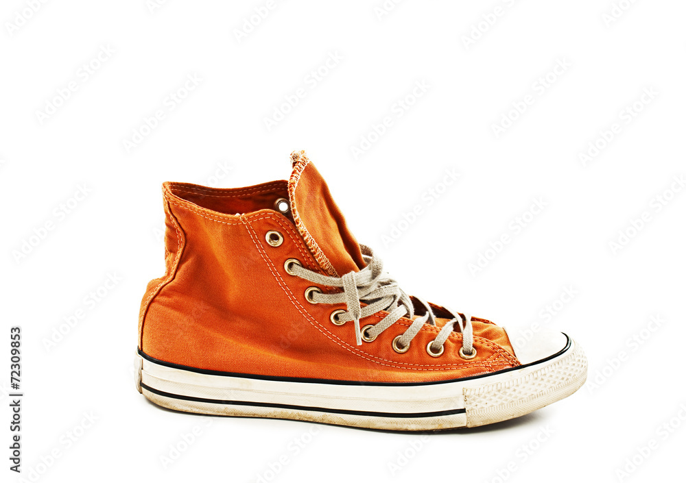 Vintage orange shoe. Isolated on white background Stock Photo | Adobe Stock