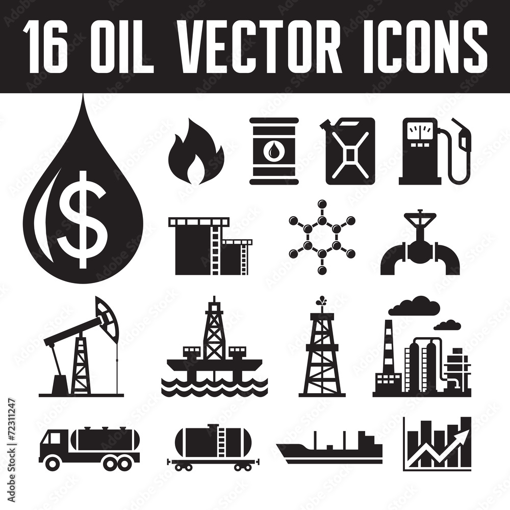 16 oil vector icons for infographic and presentation Stock Vector ...