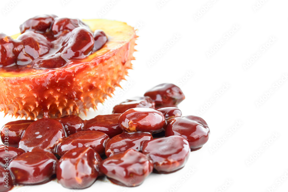 Gac fruit, Baby Jackfruit, Spiny Bitter Gourd, Sweet Grourd Stock Photo ...